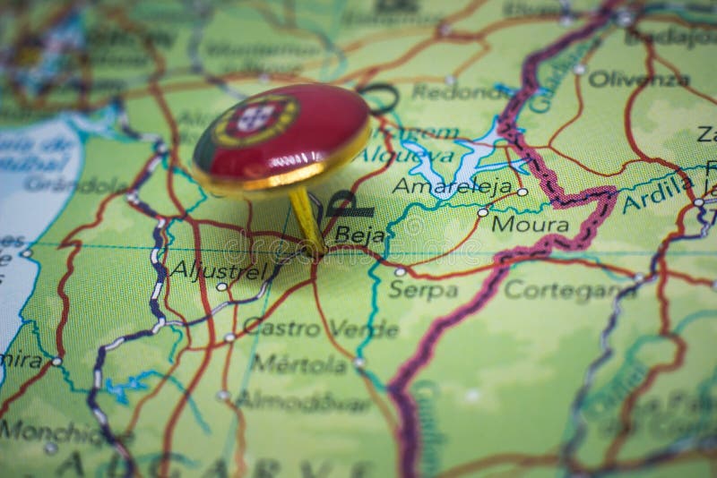 Beja Pinned on a Map with Flag of Portugal Stock Image - Image of atlas ...