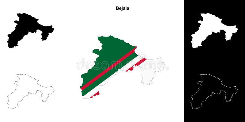 Bejaia outline map stock vector. Illustration of algeria - 342074334