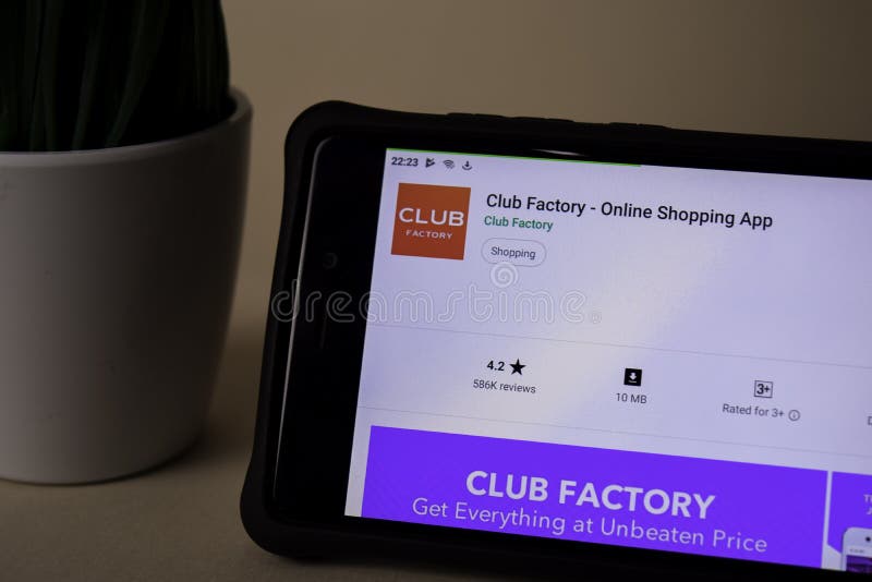Club Factory Dev Application on Smartphone Screen. Online Shopping is a ...