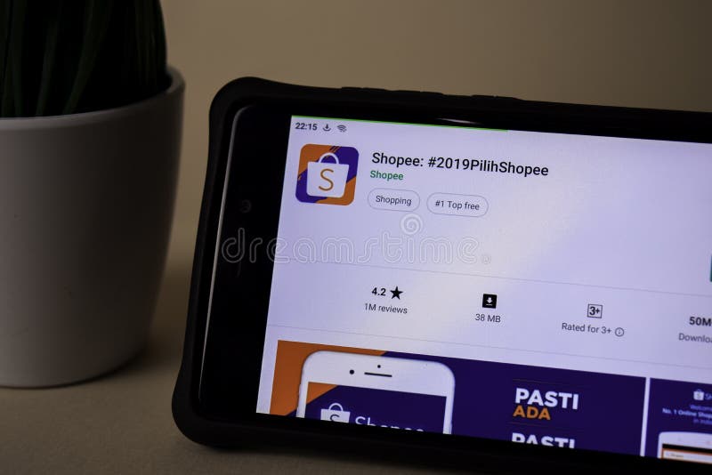 Shopee Dev Application on Smartphone Screen. Easy Online Shopping is a ...