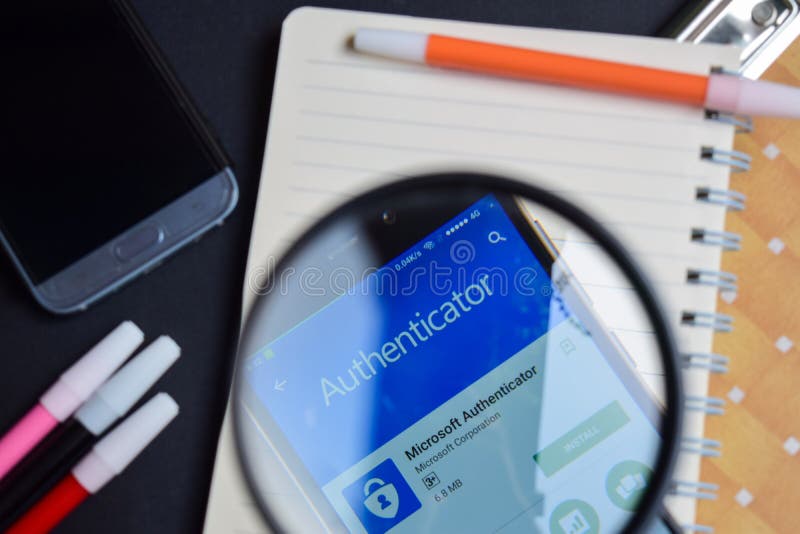 Microsoft Authenticator Mobile App on Samsung S8. Editorial Photography ...