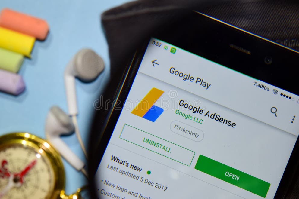 Google Adsense Dev App with Magnifying on Smartphone Screen. Editorial Image - Image of ...