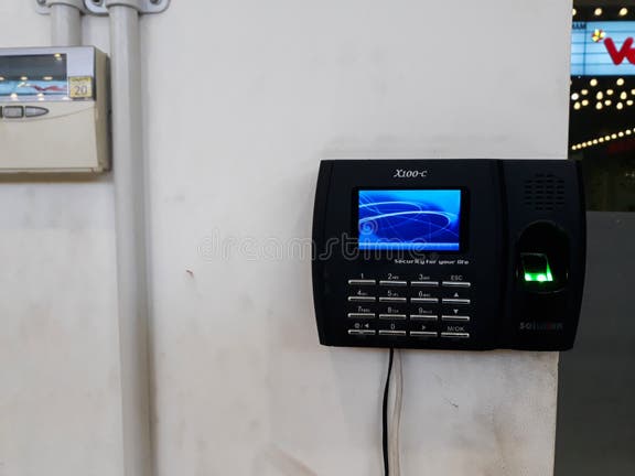 Fingerprint Scanner on Wall for Unlock Door Security System Editorial ...