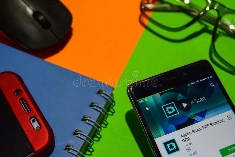 Adobe Scan: PDF Scanner, OCR Dev App on Smartphone Screen. Editorial ...