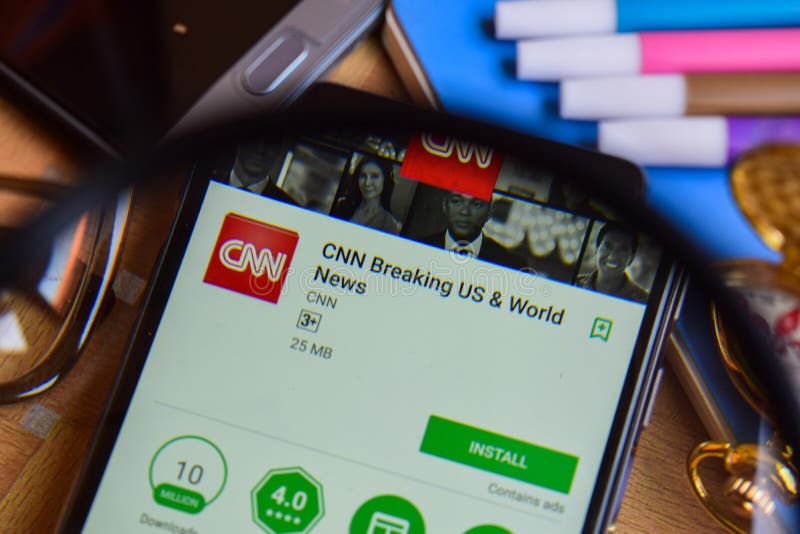 CNN Breaking US & World News App Logo on a Smartphone Screen. Editorial ...