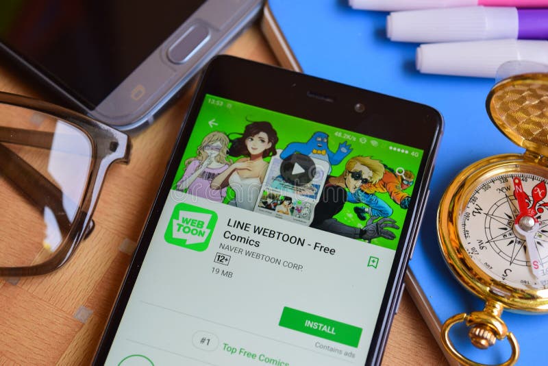LINE WEBTOON - Free Comics Dev Application on Smartphone Screen ...