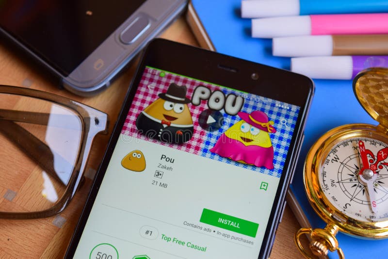 Pou Dev App on Smartphone Screen Editorial Stock Image - Image of brand ...