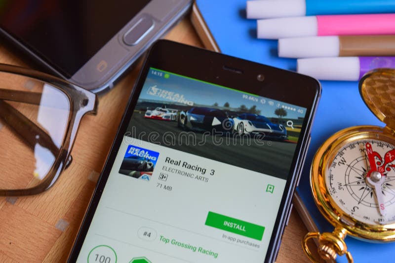 Real Racing 3 Dev App on Smartphone Screen. Editorial Photo - Image of ...
