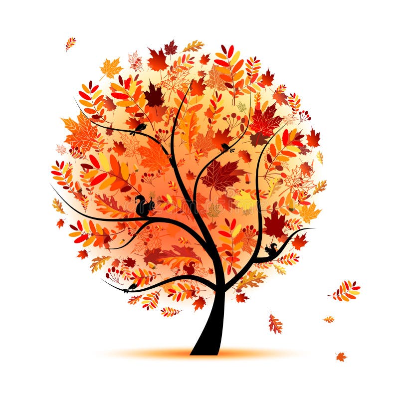 Bel Arbre D'automne Pour Votre Conception Illustration Stock ...