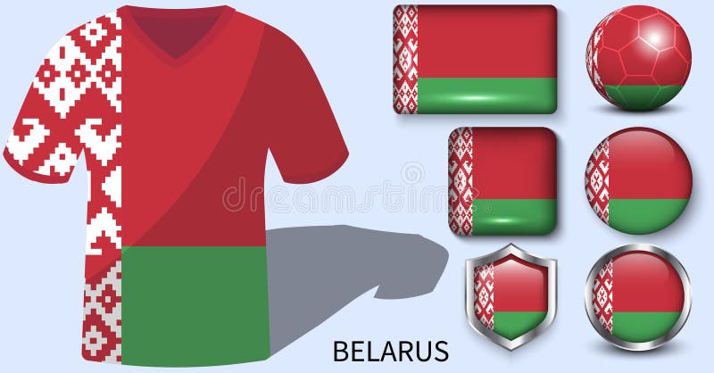 Belarus Flag Collection, Football Jerseys of Belarus Stock Vector ...