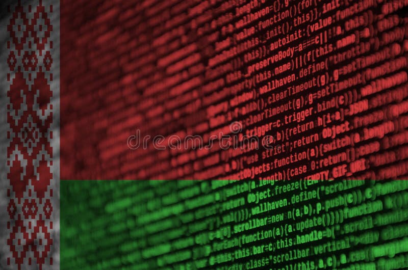 Belarus Flag is Depicted on the Screen with the Program Code. the ...