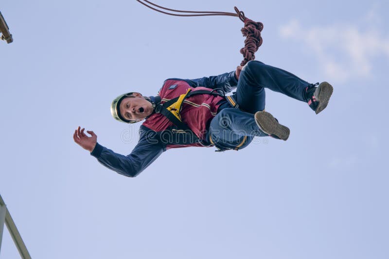 Extreme Flight Down the Rope Editorial Stock Photo - Image of bridge ...