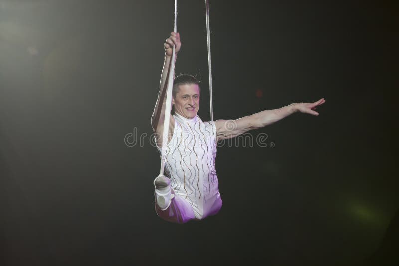 Aerial Acrobat Performs a Circus Trick. Editorial Photo - Image of ...