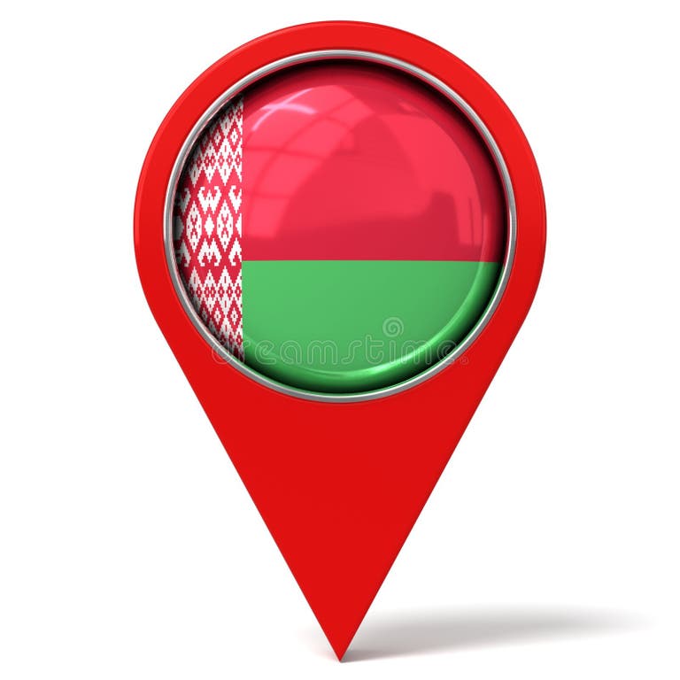 Belarus - Location Pin with Flag Stock Illustration - Illustration of country, render: 396143779