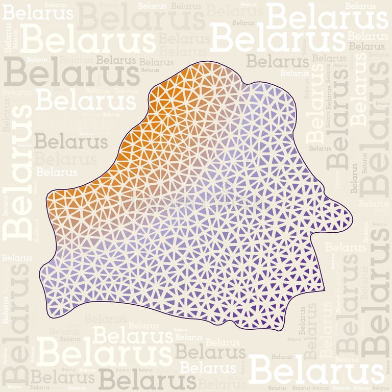 BELARUS Map Design. Country Names in Different Languages and Map Shape ...