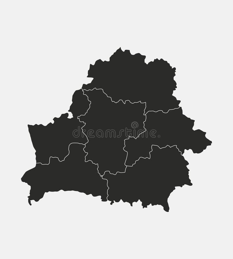 Belarus Map with Regions Isolated on White Background. Stock Vector ...