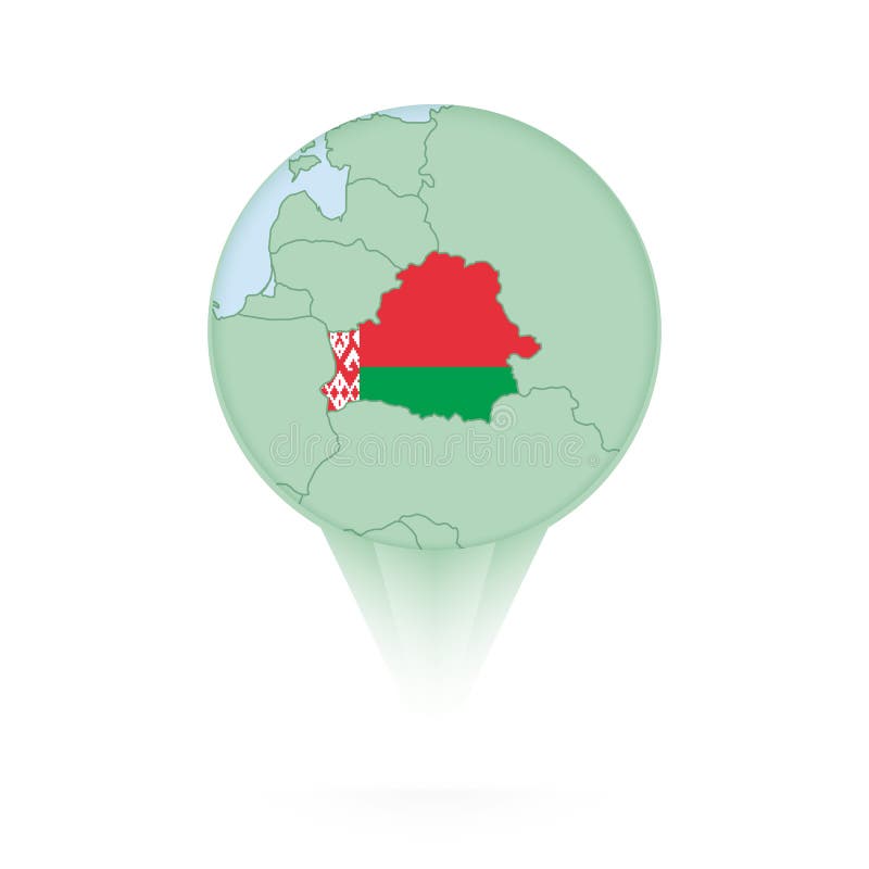 Belarus Map, Stylish Location Icon with Belarus Map and Flag Stock ...