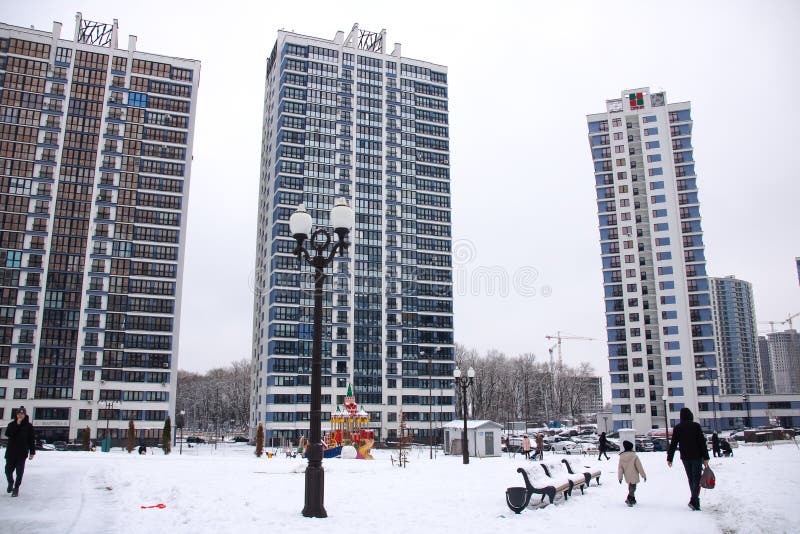 Belarus, Minsk - 12 December, 2022: Modern Houses in Minsk World ...