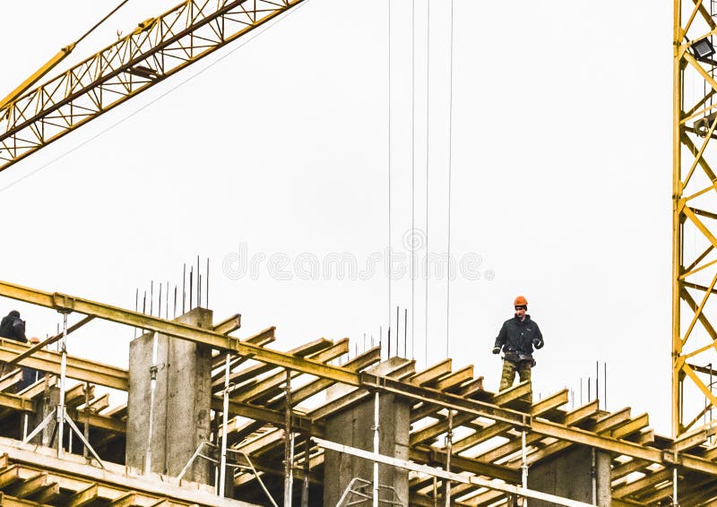 Belarus, Minsk - March 06, 2020: a Builder Stands on the Edge of a ...