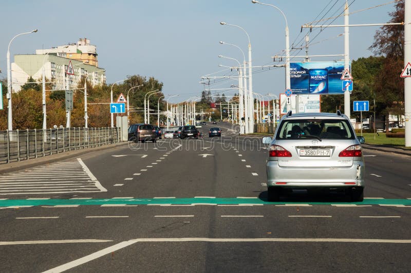 Belarus, Minsk - 10 October, 2022: Cars on Wide Road Editorial Photo ...