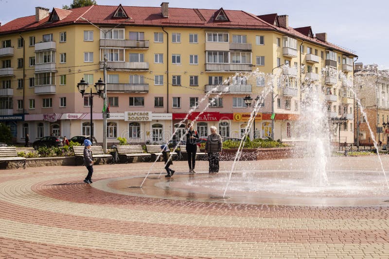 BELARUS, POLOTSK - 25 MAY, 2021: People at the Fountain Editorial Stock ...