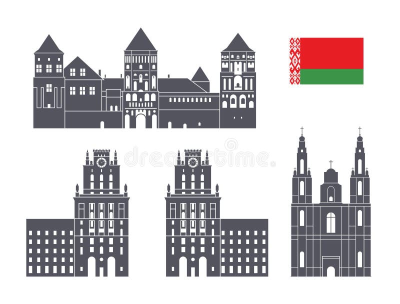 Belarus Set. Minsk Architecture Stock Vector - Illustration of abstract ...