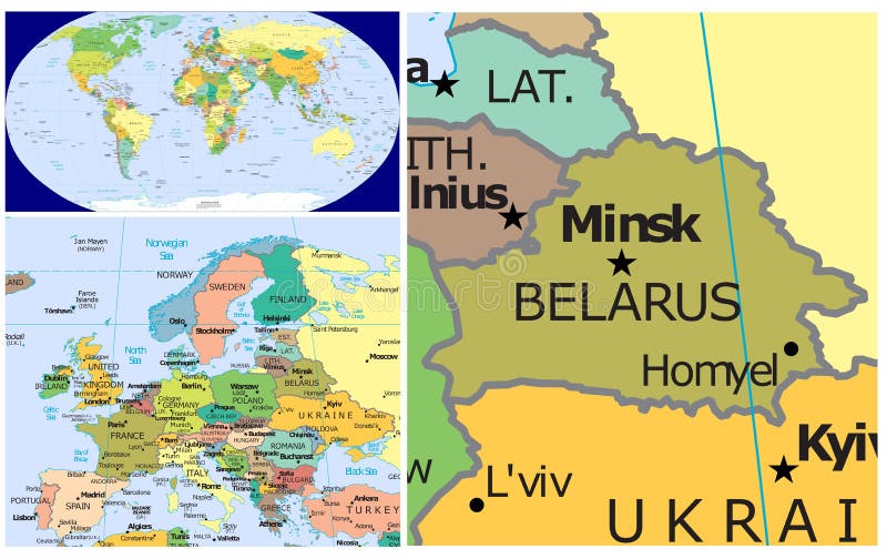 Belarus Administrative And Political Map With Flag Stock Vector ...