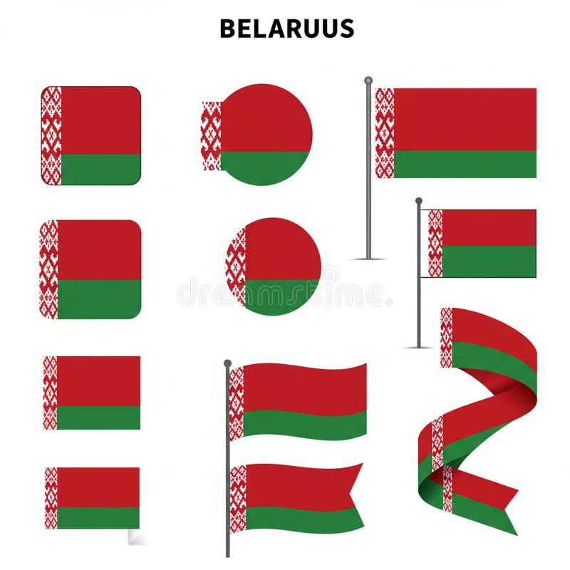 Belarusian Flag Variations Displayed in Multiple Shapes and Forms. the ...