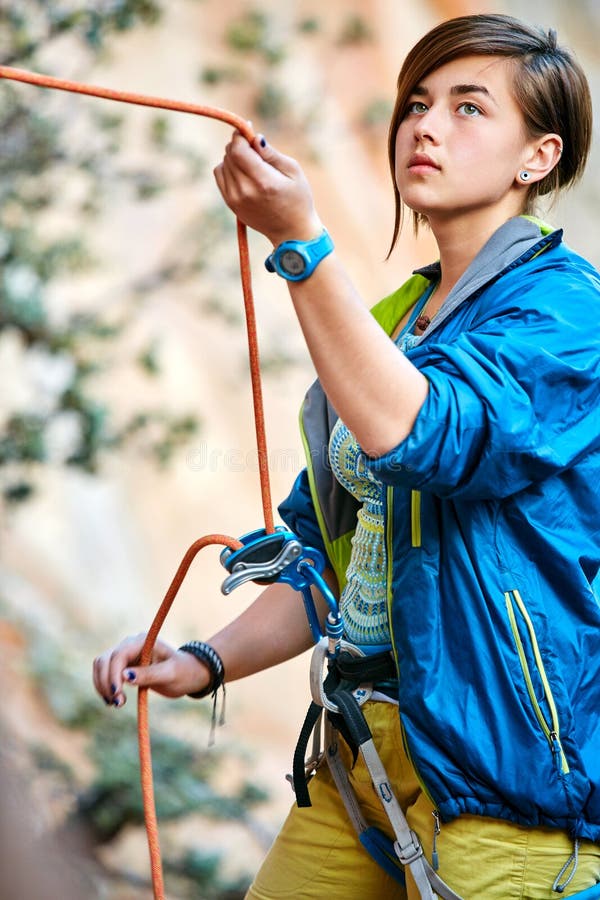 Belayer with the rope stock image. Image of rise, climbing - 48314205