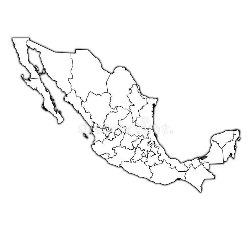 Lege Kaart Mexico Kaart Van Mexico Met De Provincies Hoog ...