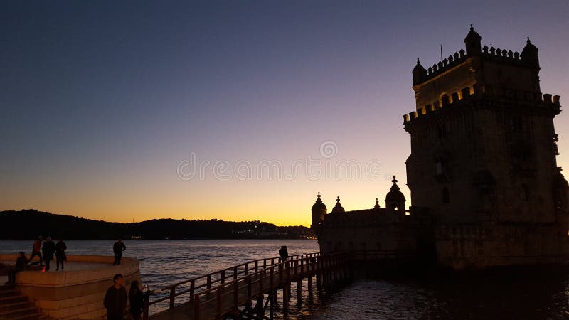 Belem Lisbon Portugal Sun Night Stock Photo - Image of city, night ...