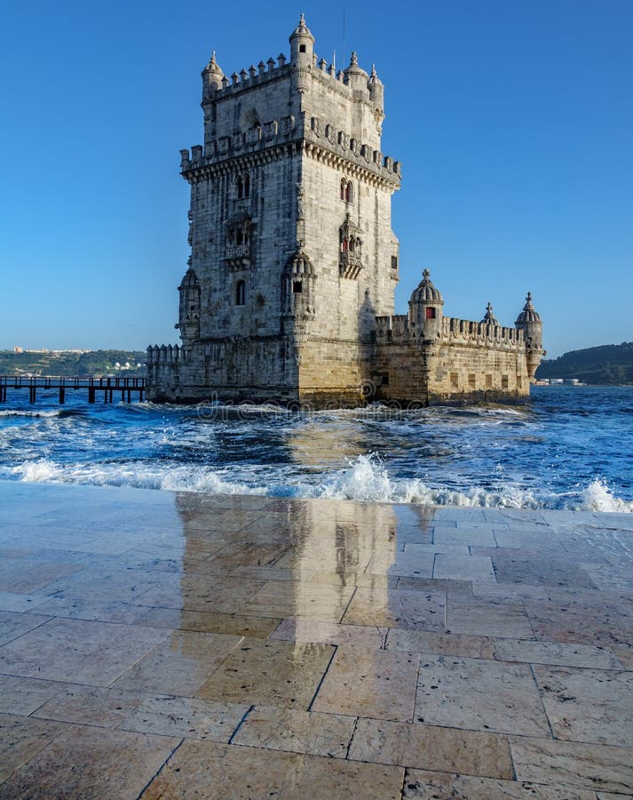 Belem tower and reflection stock photo. Image of marble - 116781226