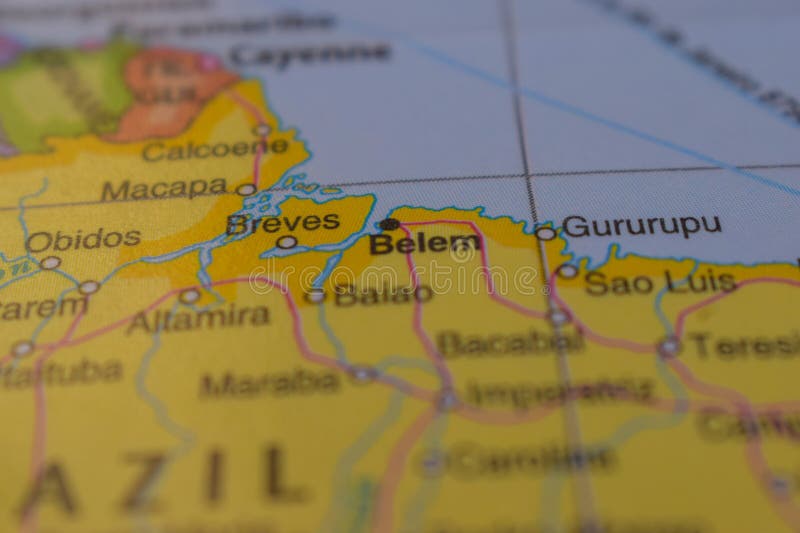 Belem on the World Map-Geo Political Map Stock Photo - Image of retro ...