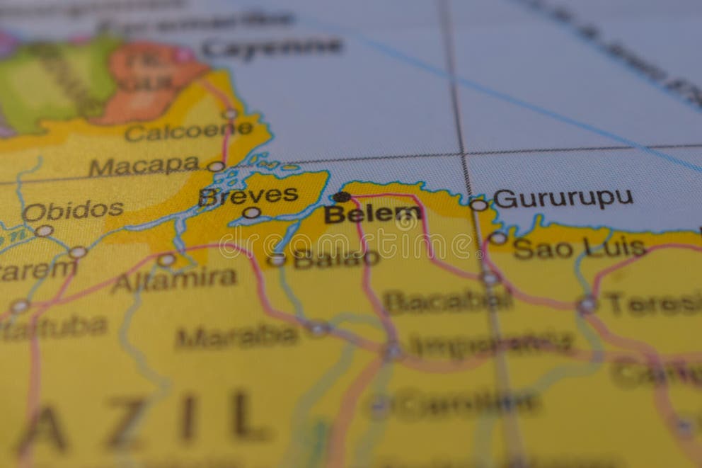 Belem on the World Map-Geo Political Map Stock Photo - Image of retro ...