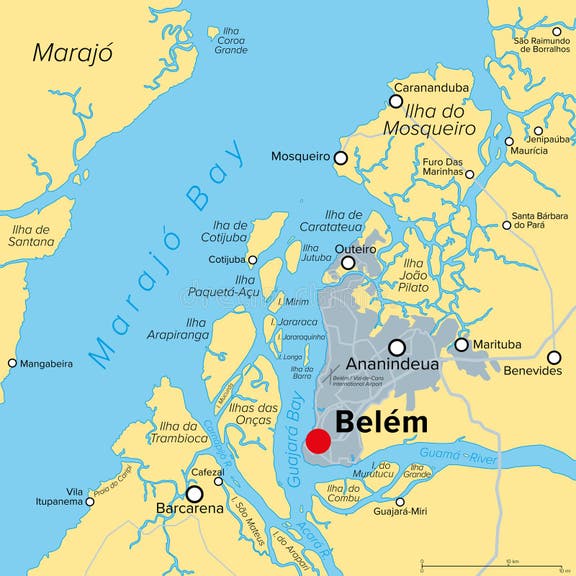 Belém and Surroundings, Capital of Pará, Brazil, Political Map Stock ...