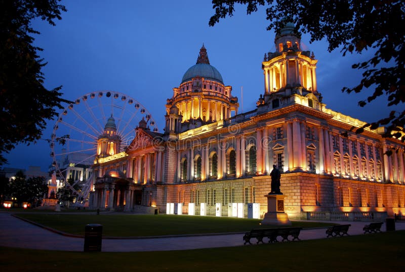 Belfast City Hall and Belfast Eye Stock Photo - Image of christmas ...