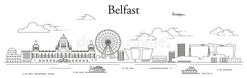 Belfast Cityscape Line Art Vector Illustration Stock Vector ...
