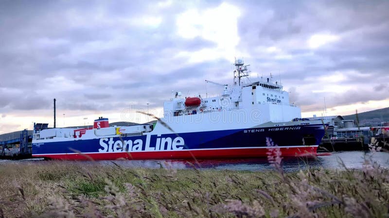 View of Stena Line Ferry at Belfast Harbour before Sunset Stock Footage ...
