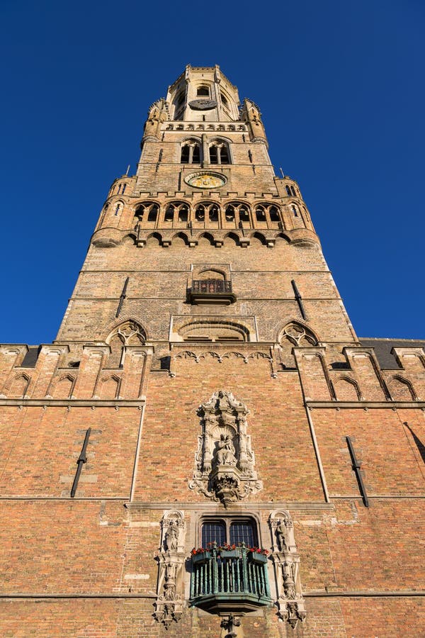 The Belfry of Bruges on a Sunny Day in Summer Stock Image - Image of ...