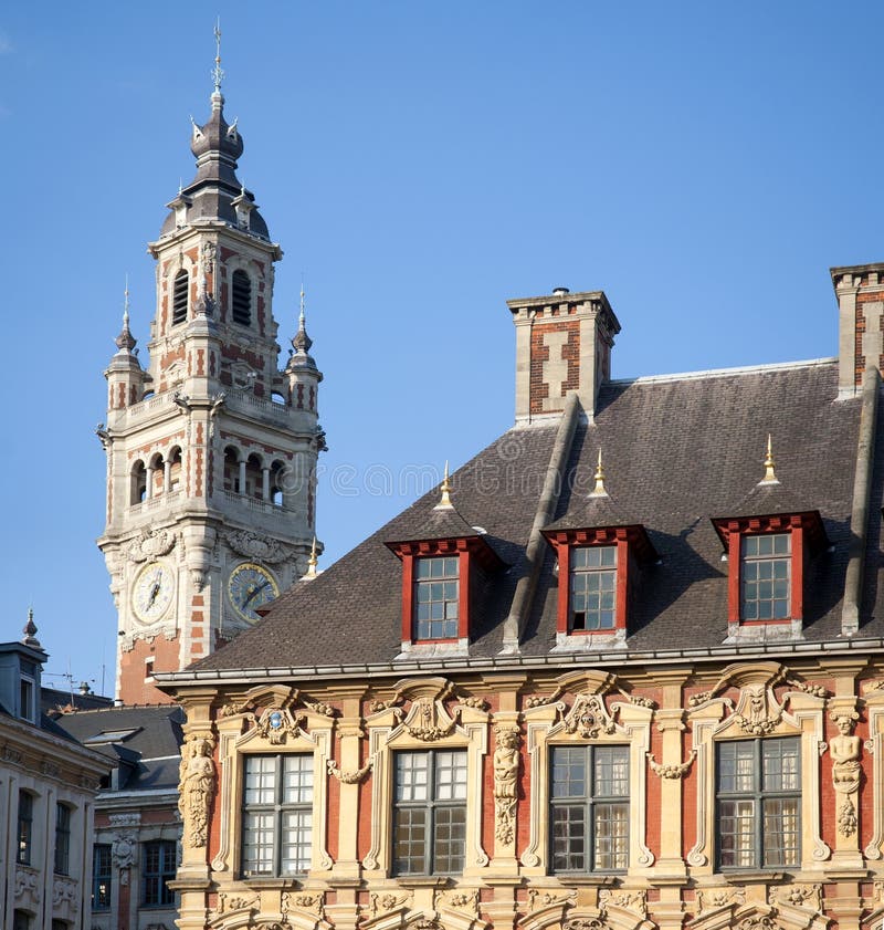 Belfry on the Main Square of Lille, France Stock Image - Image of ...