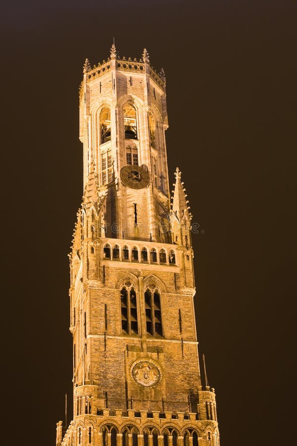 Belfry Tower and Flemish Architecture in Bruges at Sunny Day, Belgium ...