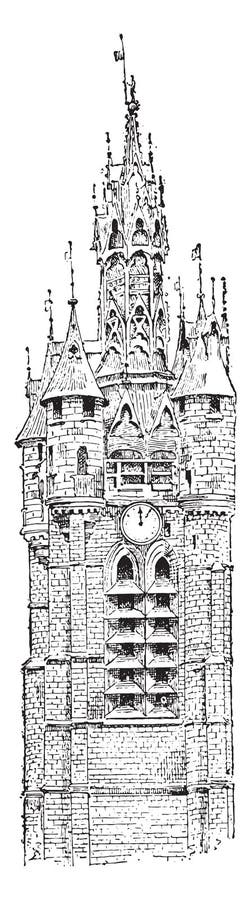 Belfry, vintage engraving stock vector. Illustration of antique - 163071200