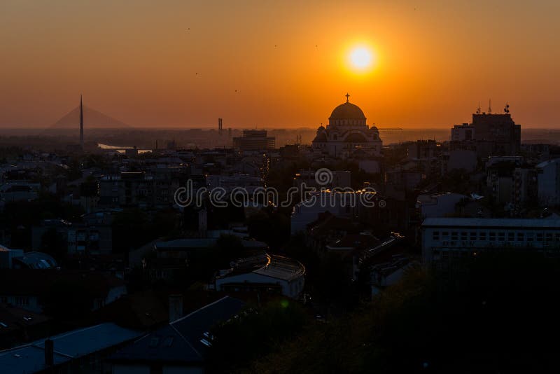 Belgarde cityscape sunset stock image. Image of horizontal - 90564533