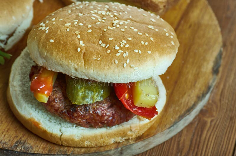 Belgian Bicky Burger stock image. Image of food, onion - 209377475