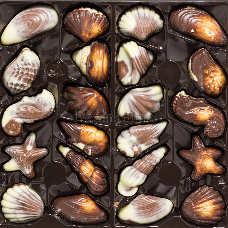 Belgian Chocolate Pralines Set in Box Stock Photo - Image of confection ...