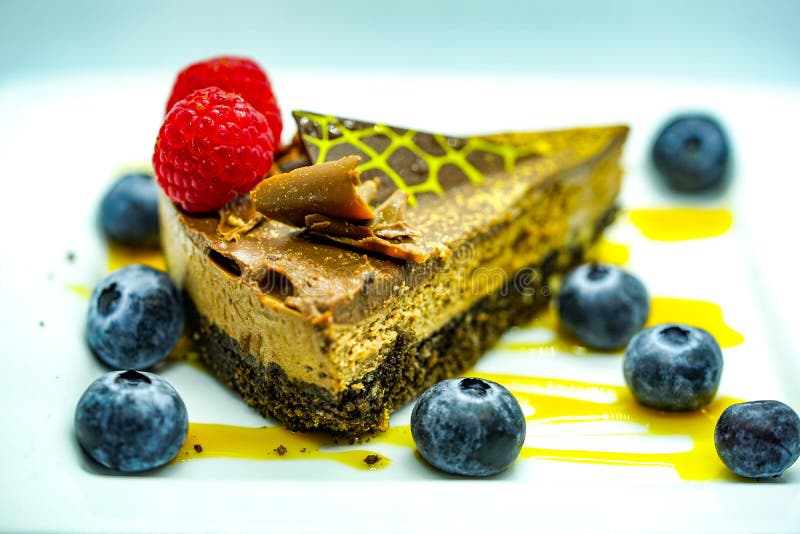 Belgian Chocolate and Salted Caramel Cheesecake Stock Photo - Image of ...