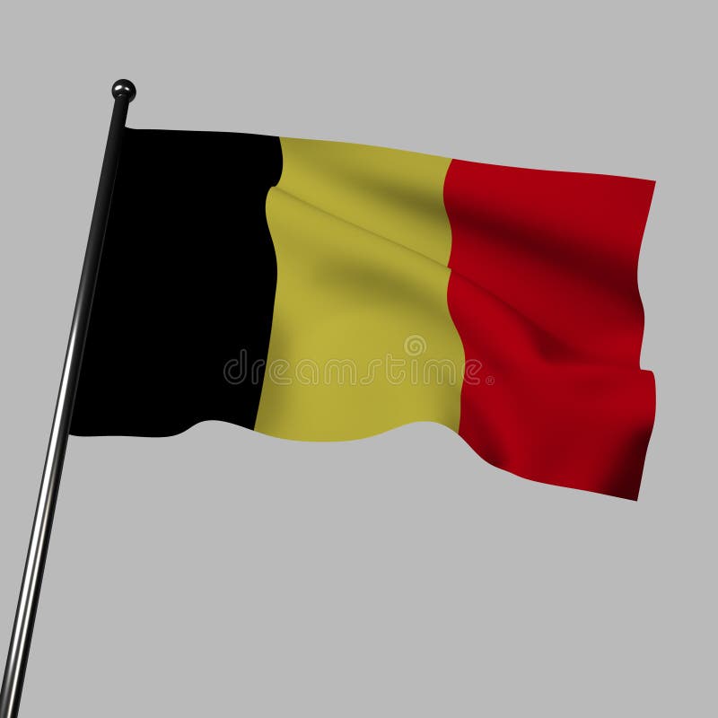 The Flag of Belgium Flutters in the Wind. 3d Rendering, Isolated Image ...