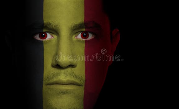 Belgian Flag - Male Face stock image. Image of dark, colorful - 3171149