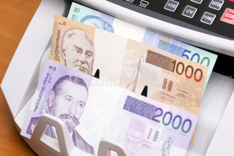 Belgian Franc in the Counting Machine Stock Image - Image of banknote ...