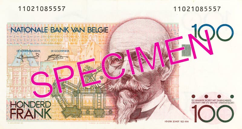 100 Belgian Franc Note Obverse Stock Photo - Image of belgian, business ...